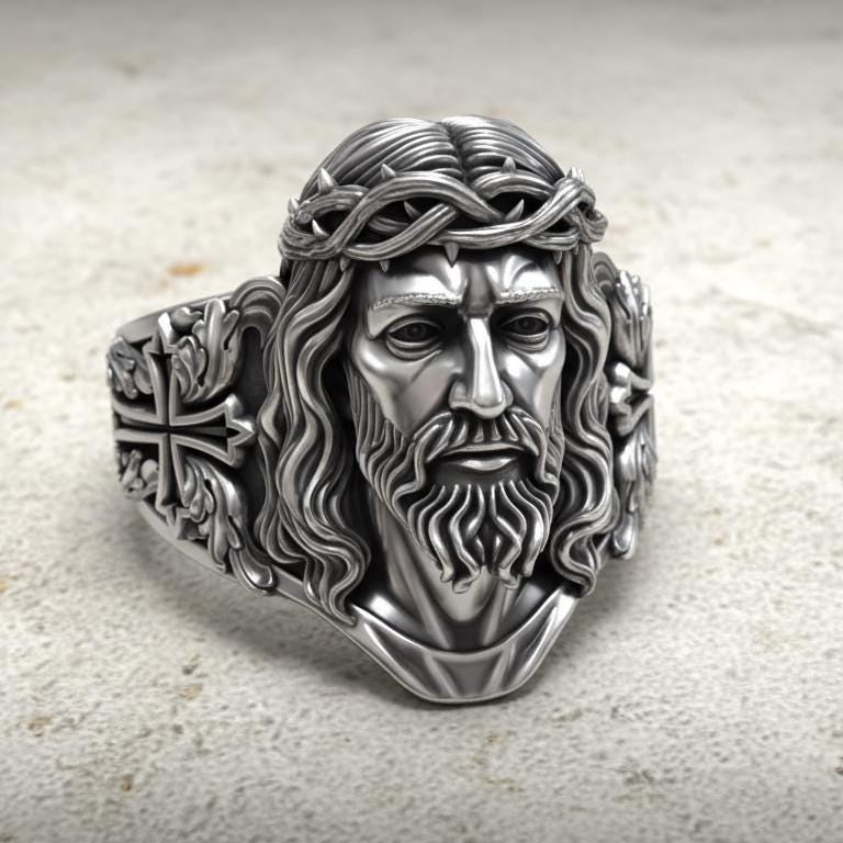 Jesus Ring | Oxidized Silver | Sarnion