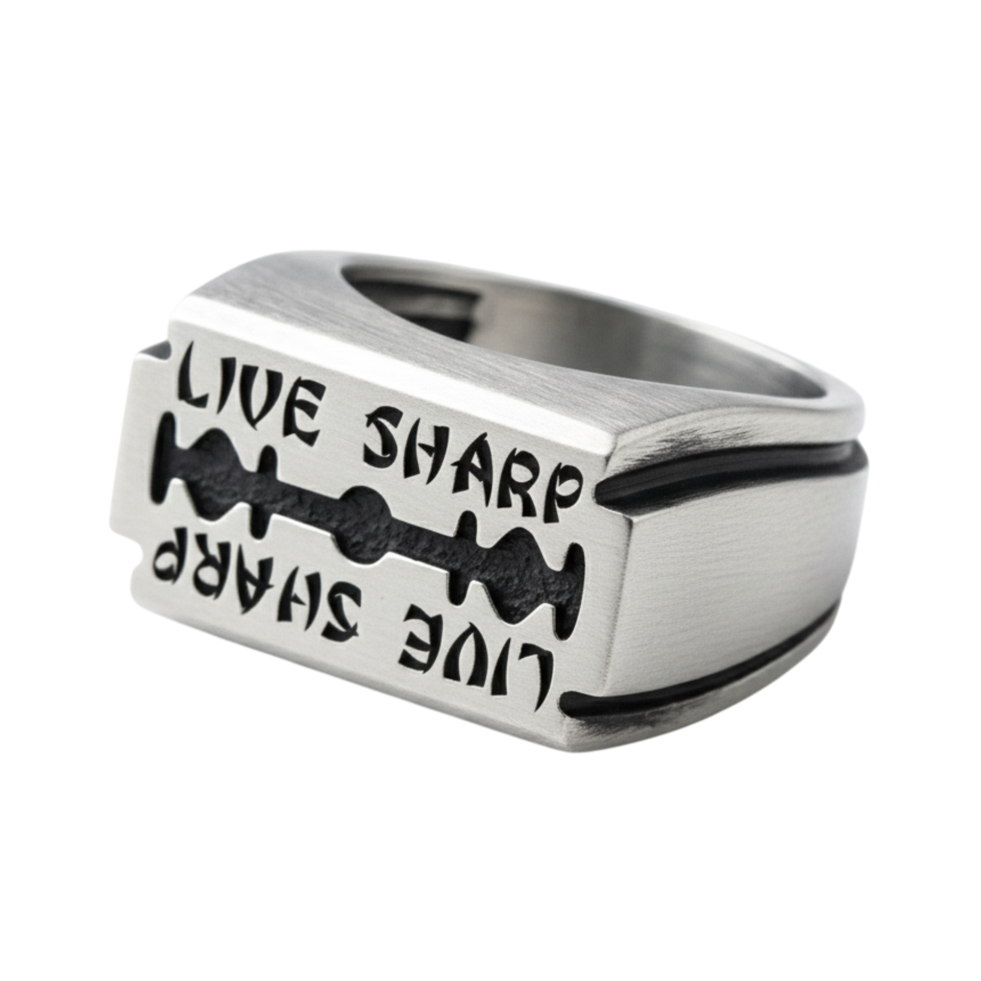 Razor Blade Signet Ring | Oxidized Silver | Sarnion